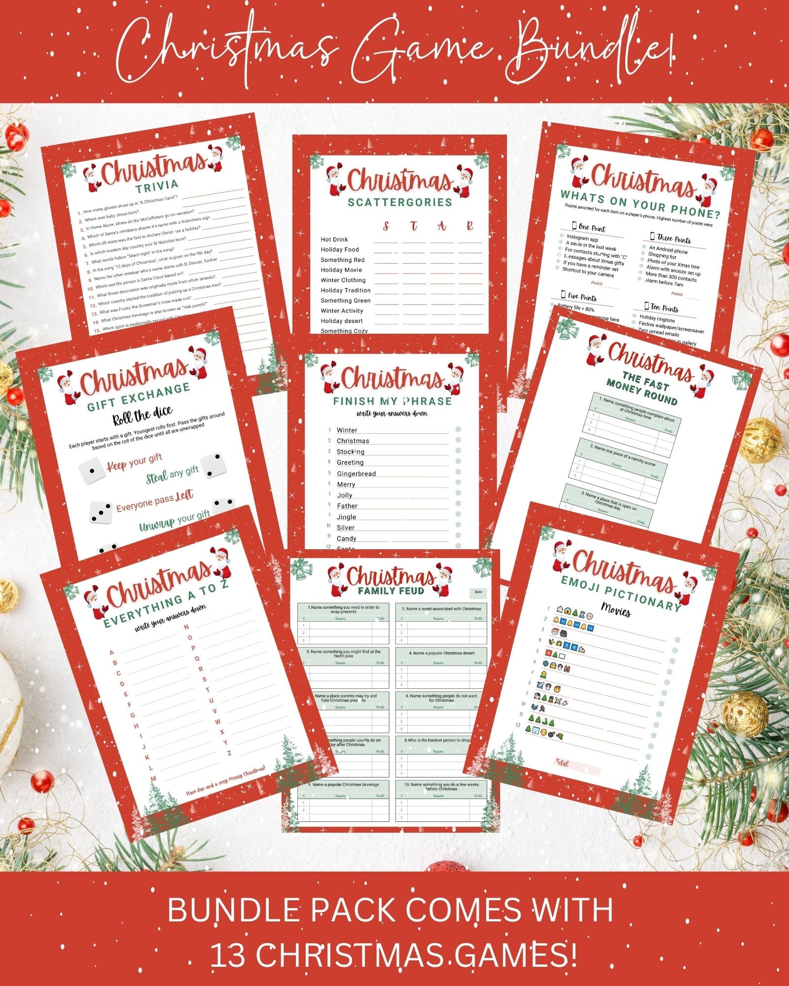 Christmas Game Printable Bundle – One Clover Way